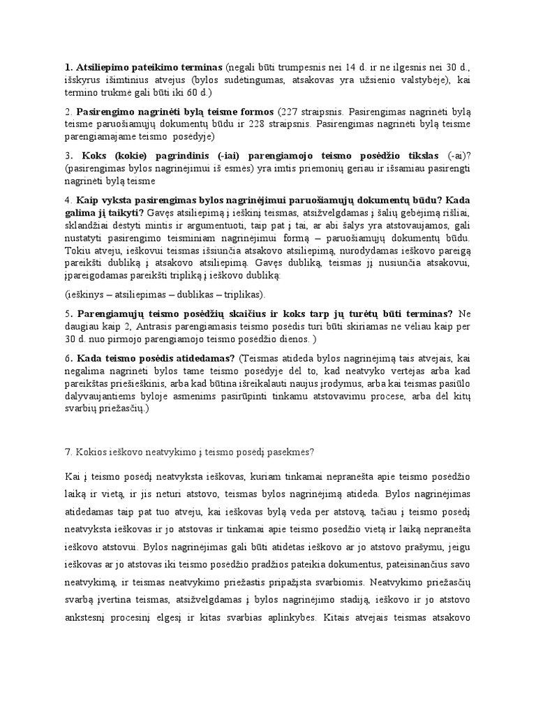 Civilinio Proceso Klausimai | PDF