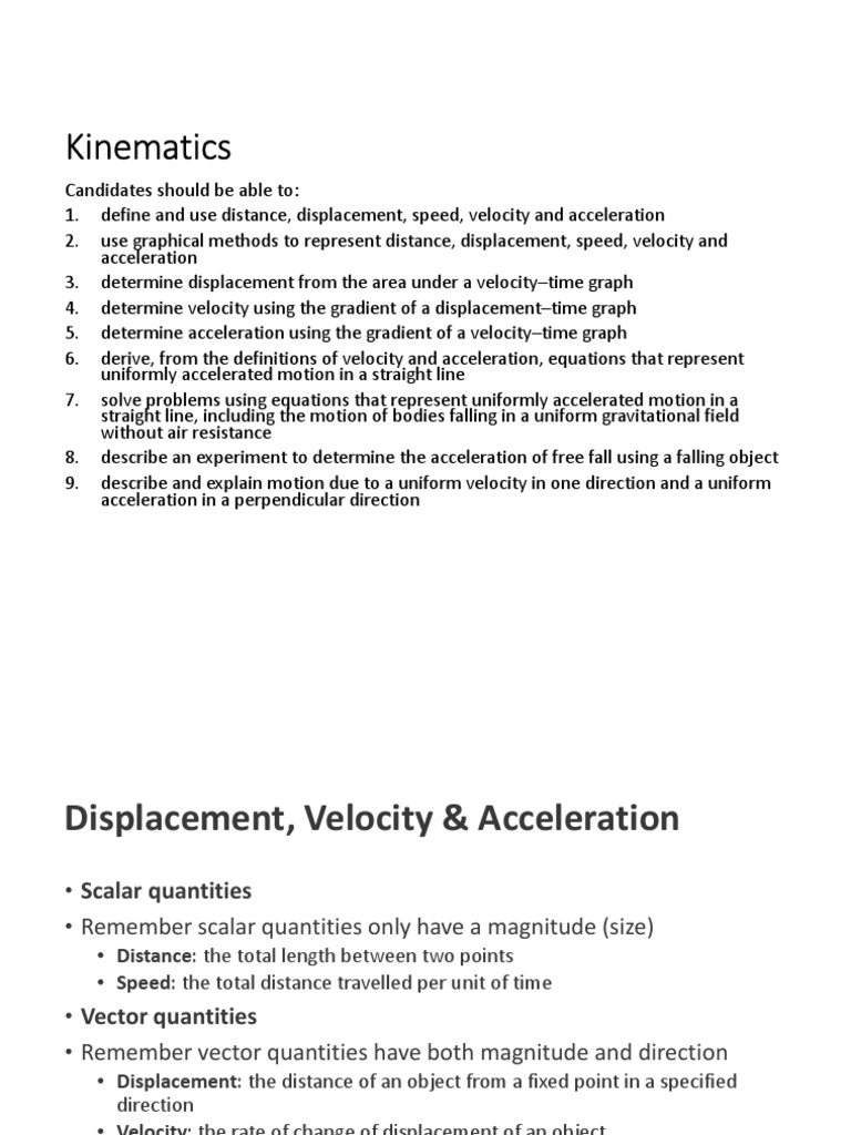 Kinematics | PDF | Velocity | Acceleration