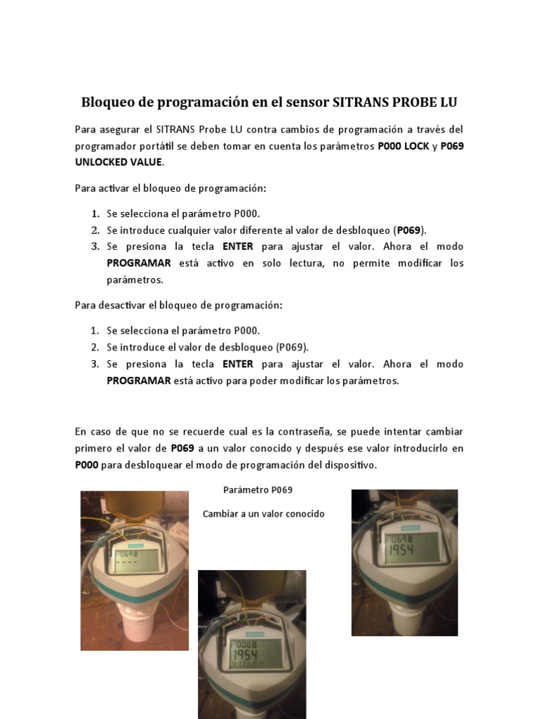 Bloqueo de Programación en PROBE LU Siemens | PDF