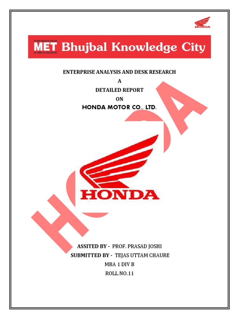 Honda Motor Co. Overview and Insights | PDF | Honda | Hybrid Electric ...
