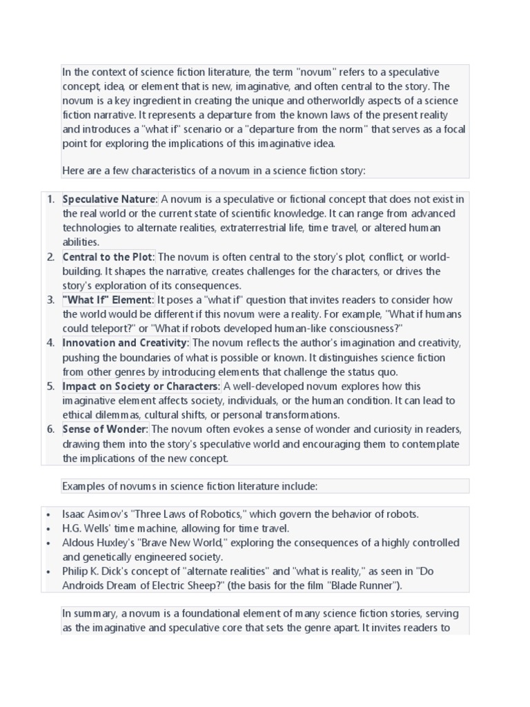 What Is A Novum in Science Fiction | PDF | Science Fiction | Narrative