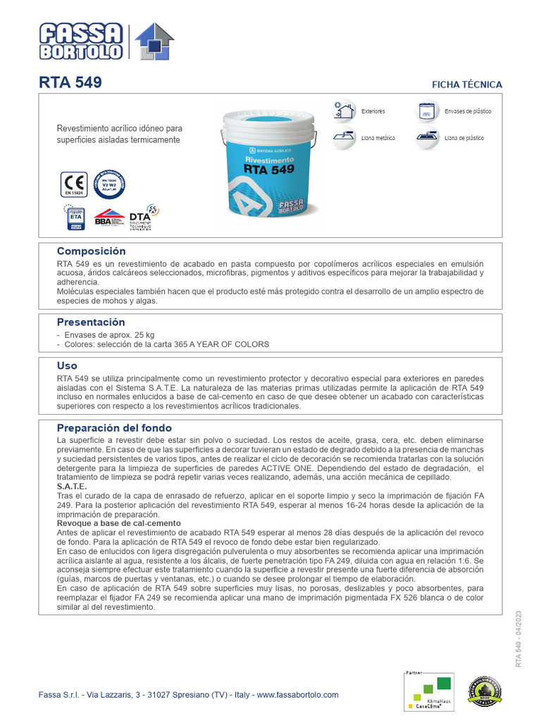 Fassa Ste Es Rta-549 2023-04 | PDF | Agua | Laboratorios