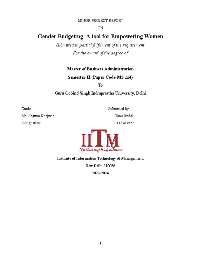 Minor Project Report Tanu | PDF | Gender Mainstreaming | Empowerment