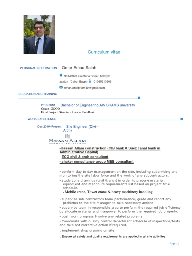 Omar Emad - CV-1 | PDF | Engineering