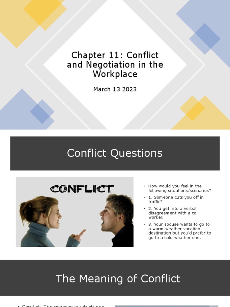 Workplace Conflict and Negotiation Guide | PDF | Negotiation | Conflict ...