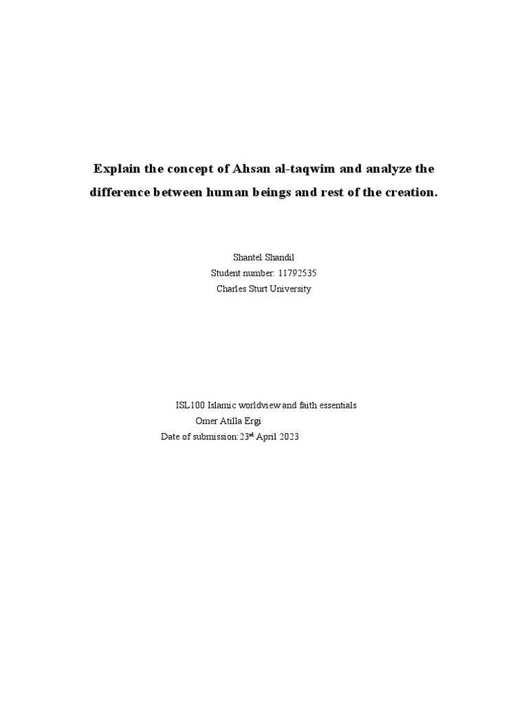 Essay Islamic Worldview and Faith Essentials | PDF | Paragraph | Apa Style
