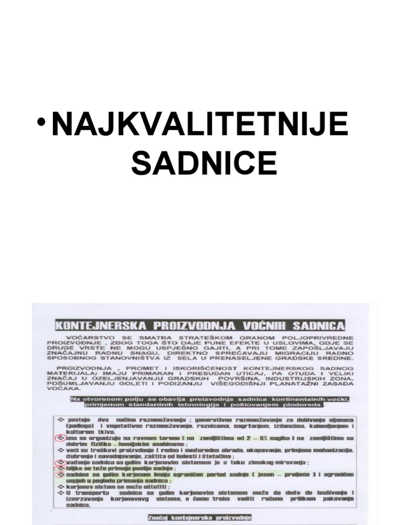 Najkvalitetnije Sadnice | PDF