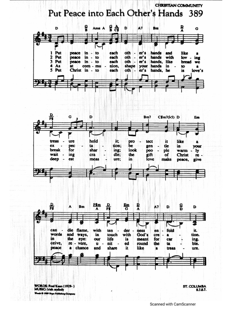 Put Peace Into Each Other's Hands Hymn | PDF