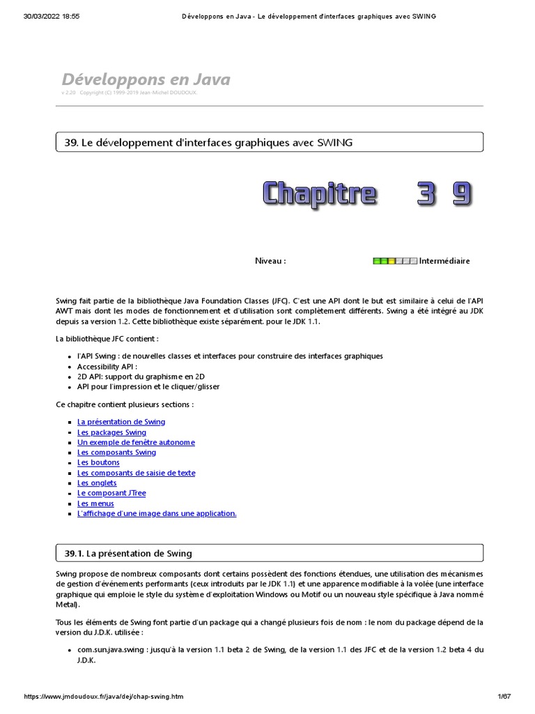 Développons en Java - Le Développement D'interfaces Graphiques Avec SWING | PDF | Java (Langage ...