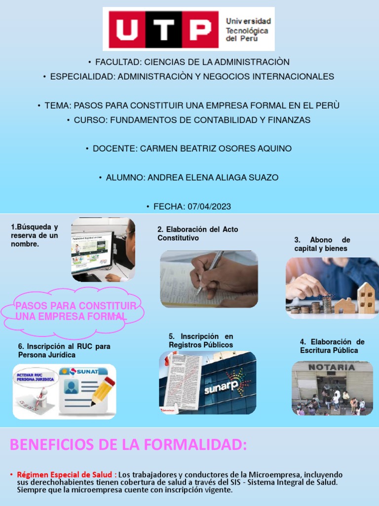 Infografia 2 pasos para constituir una empresa formal | PDF | Pensión | Business