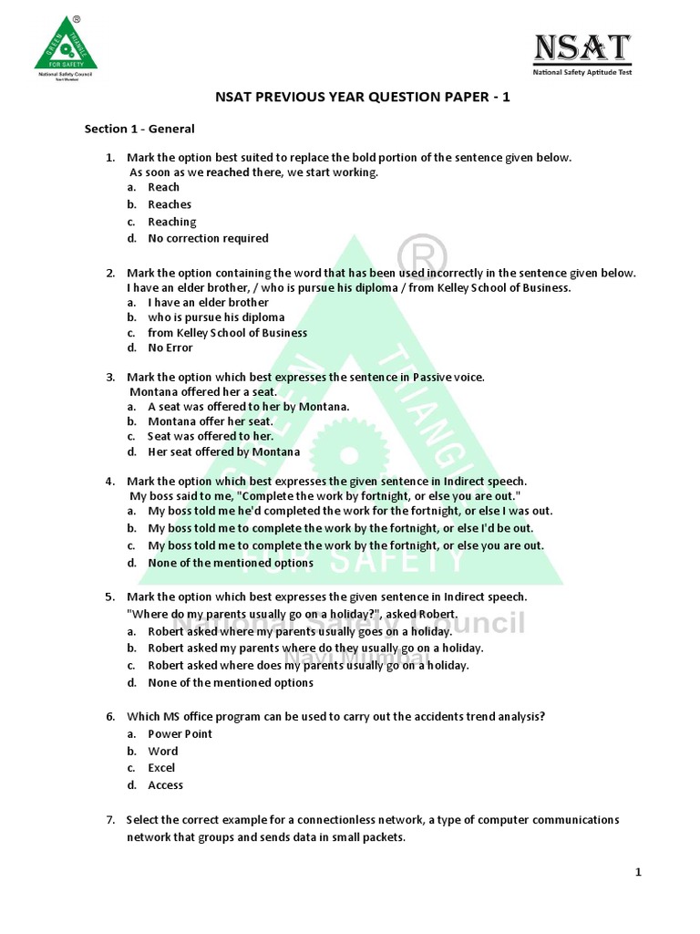 NSAT Previous Year Question Paper | PDF | Greenhouse Gas | Greenhouse ...