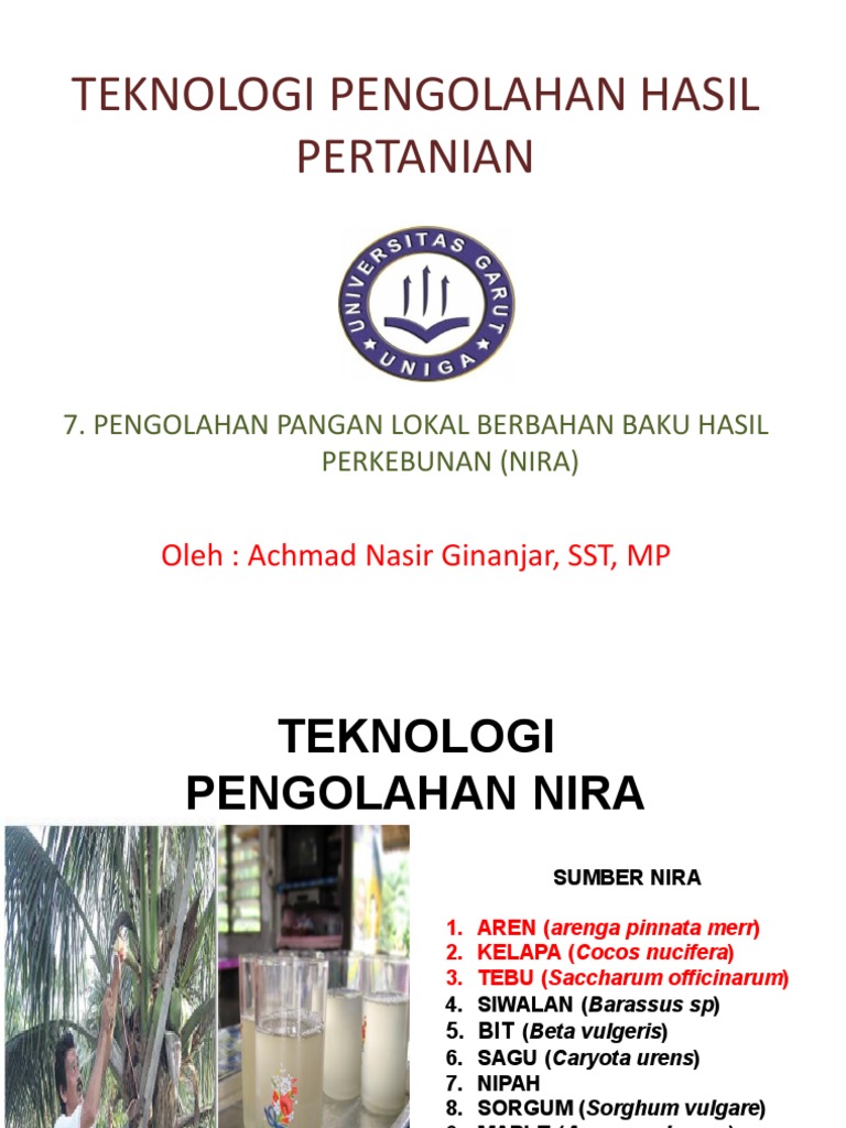 Teknologi Pengolahan Hasil Pertanian Baku Hasil Perkebunan (Nira) | PDF
