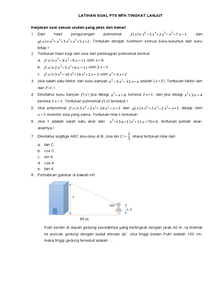 Latihan Soal Pts MTK Tingkat Lanjut | PDF | Metode & Bahan Ajar