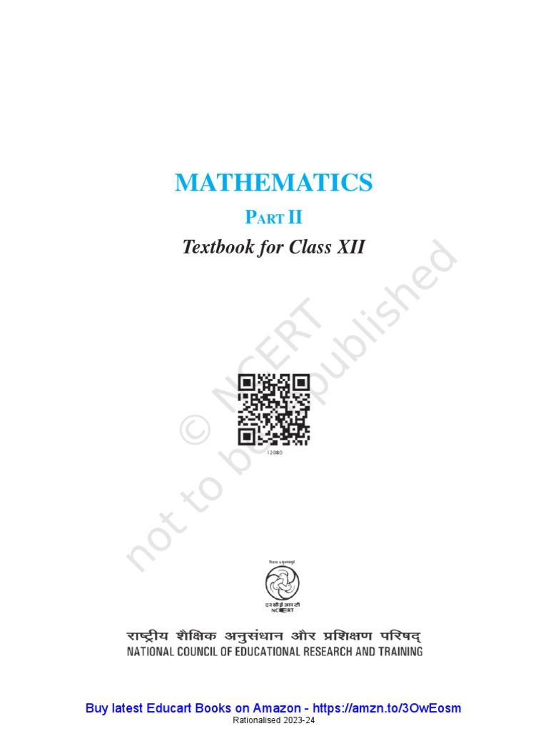 NCERT Class 12 Maths Book (Part II) | PDF | Integral | Vector Space