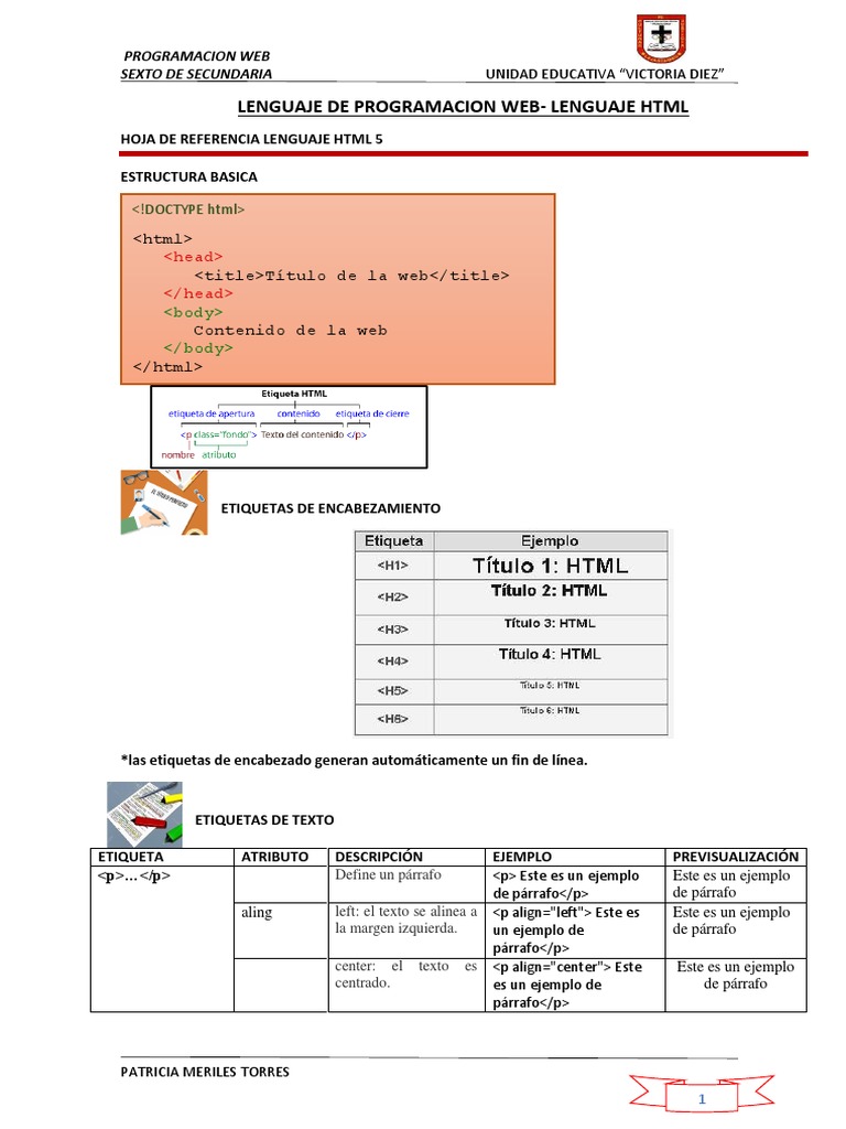 Tema10 Hoja de Referencia Lenguaje HTML | PDF | Hipervínculo | Informática