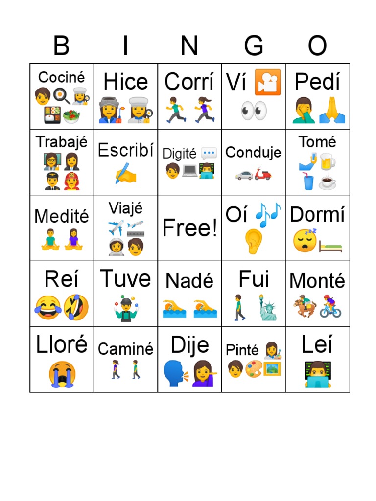 Bingo Med Verb I Indefinido | PDF
