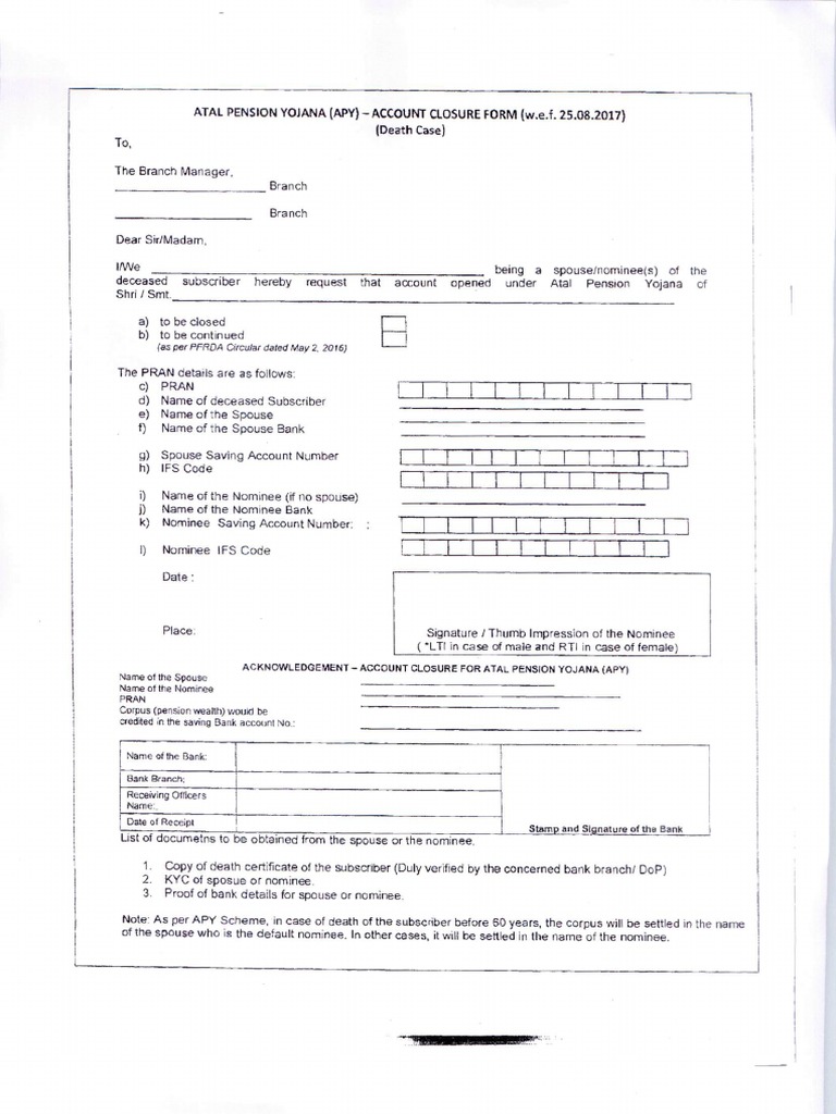 APY Death and NPS Continuation Form | PDF
