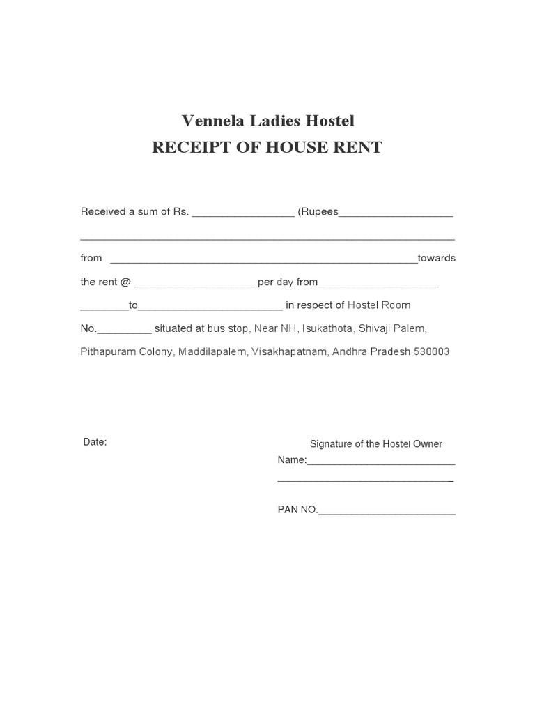 PG Rent Receipt PDF | PDF