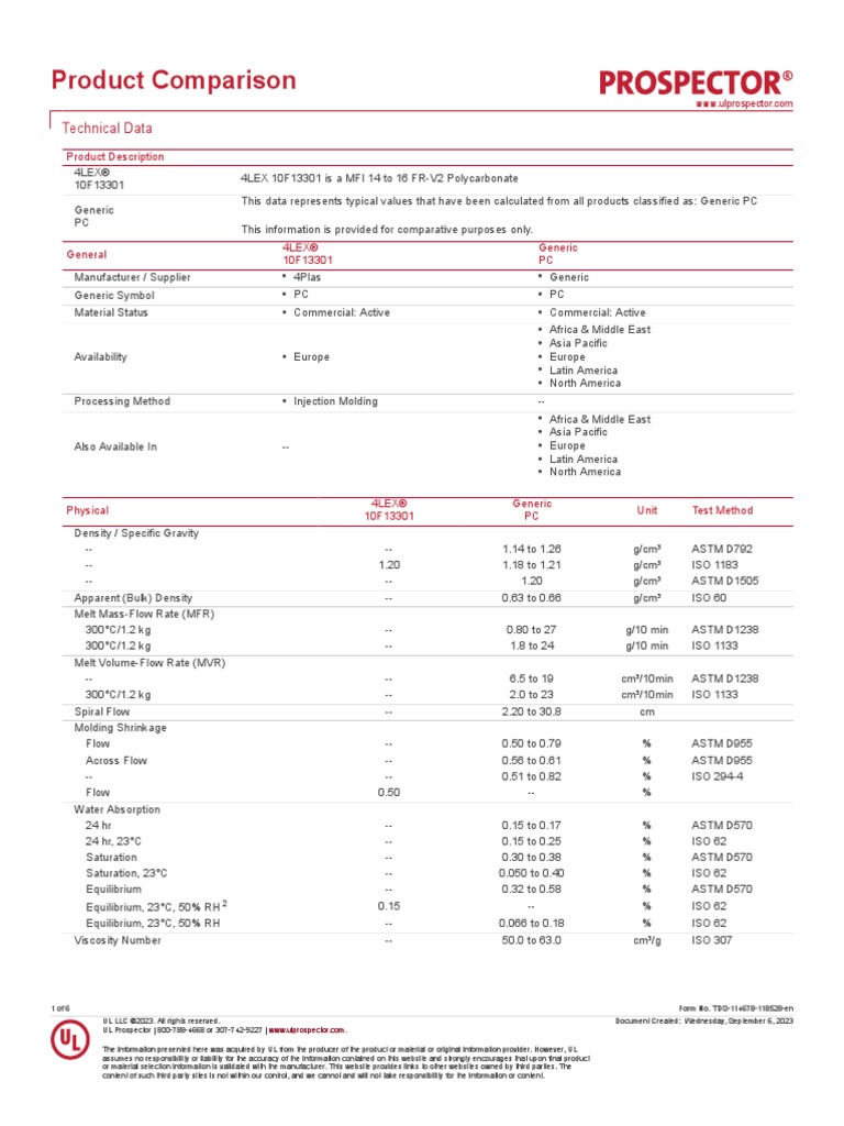 4LEX® 10F13301 - Generic PC | PDF | Density | Strength Of Materials