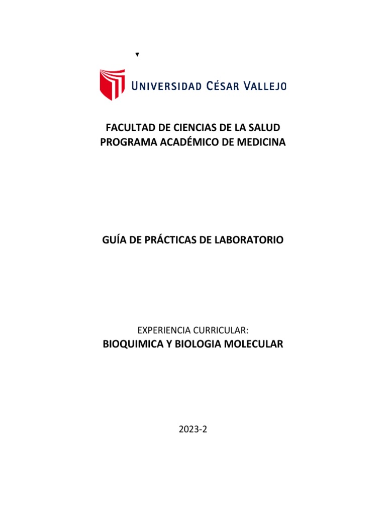 Guia de Practicas de Laboratorio - Bioquimica 2023-2 | PDF | Laboratorios | Biología Molecular