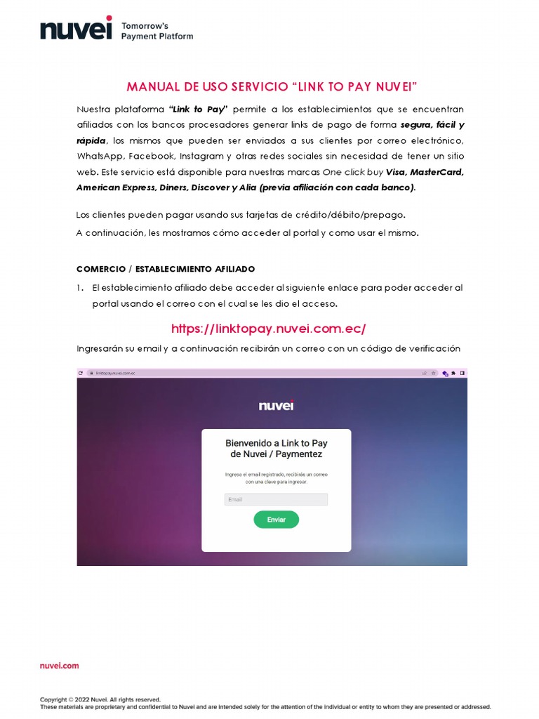 Manual de Uso Link To Pay Nuvei | PDF | Tarjeta de crédito | Pagos