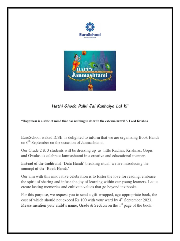 Gr2&3 - Janmashtami - Book Handi | PDF