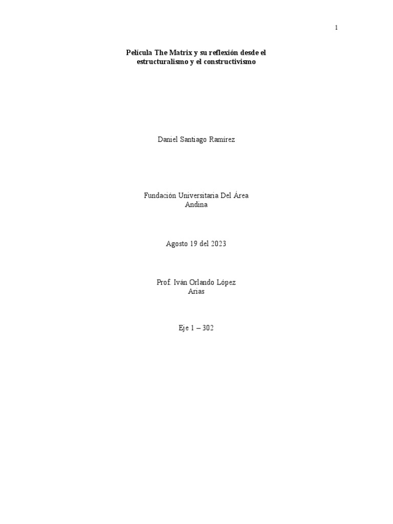 Análisis de La Pelicula The Matrix | PDF | Mente | Realidad