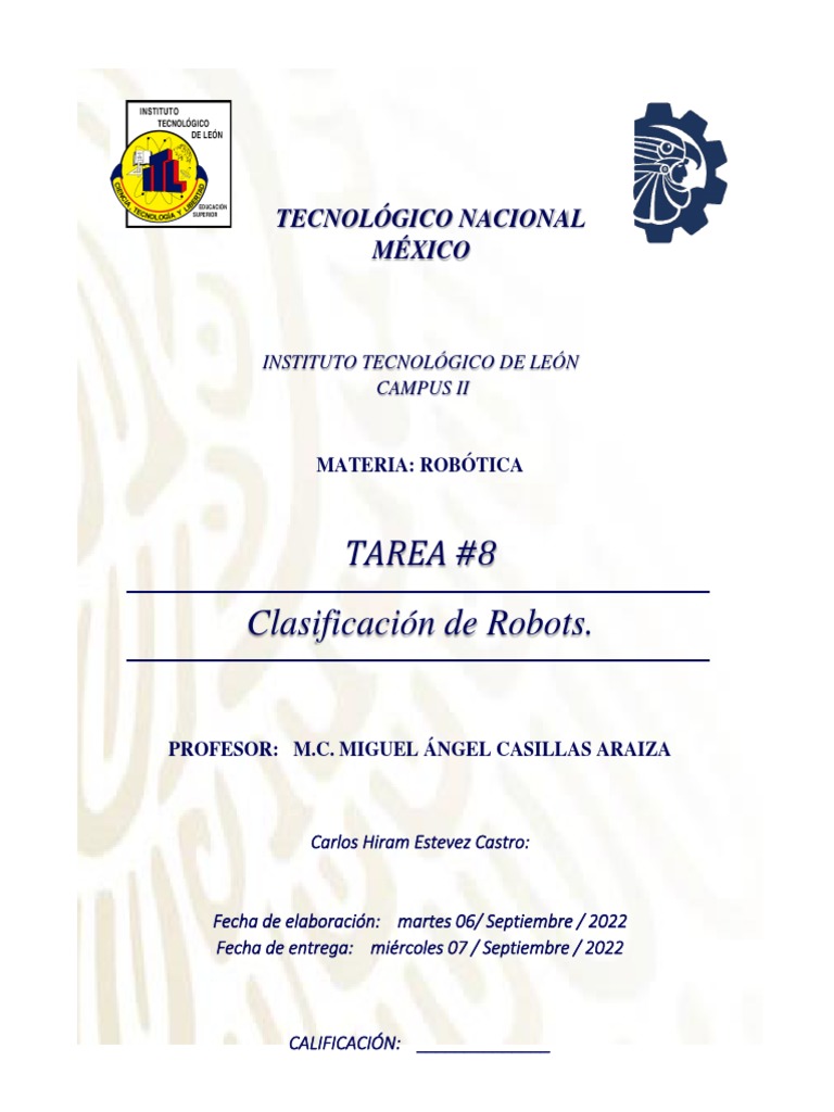 Tarea 8 Clasificacion de Robots Carlos Hiram | PDF | Solenoide | Robot