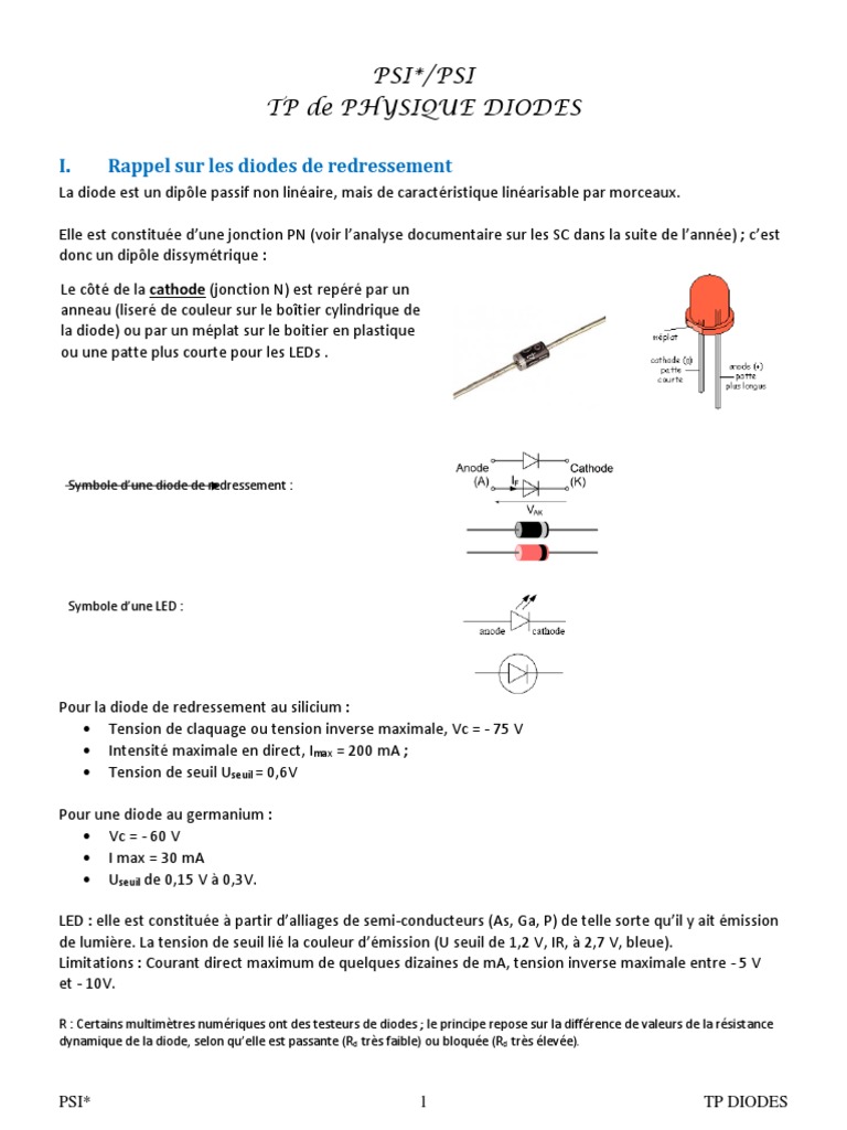 TP Diodes | PDF | Diode | Redresseur