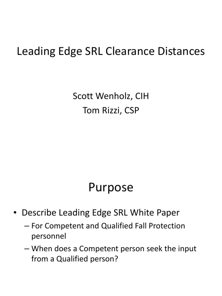 Leading Edge Self Retracting Lanyards Clearance Distances | PDF | Small ...