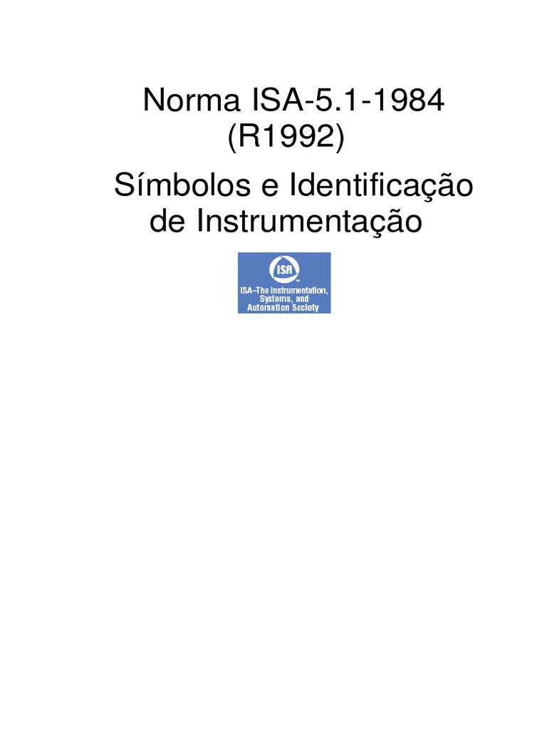 Norma ISA 5.1 (1984) - Símbolos e Identificação de Instrumentação | PDF ...