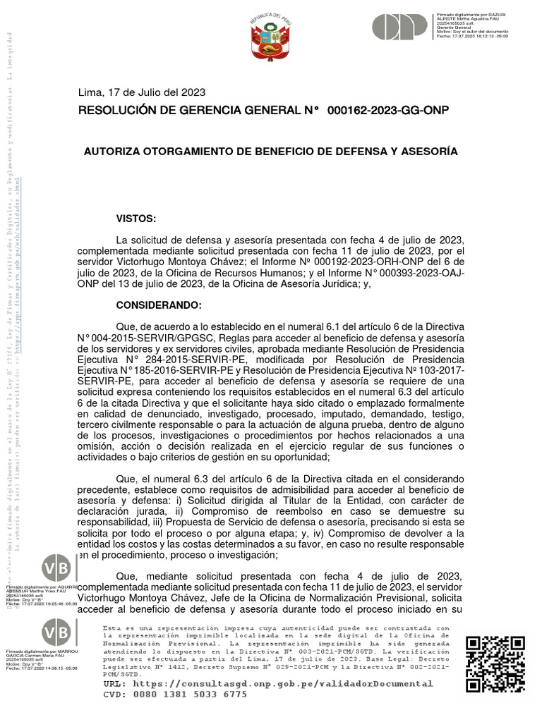 Resolución de Gerencia General 000162 2023 GG | PDF | Justicia | Crimen y violencia