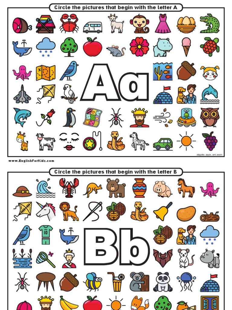 Circle the Alphabet with Pictures | PDF