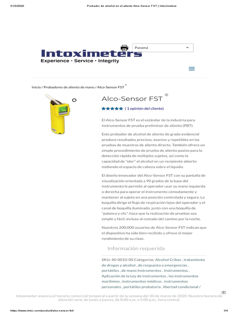 Intoximeters Model FST | PDF