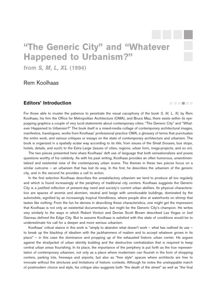 The Generic City | PDF