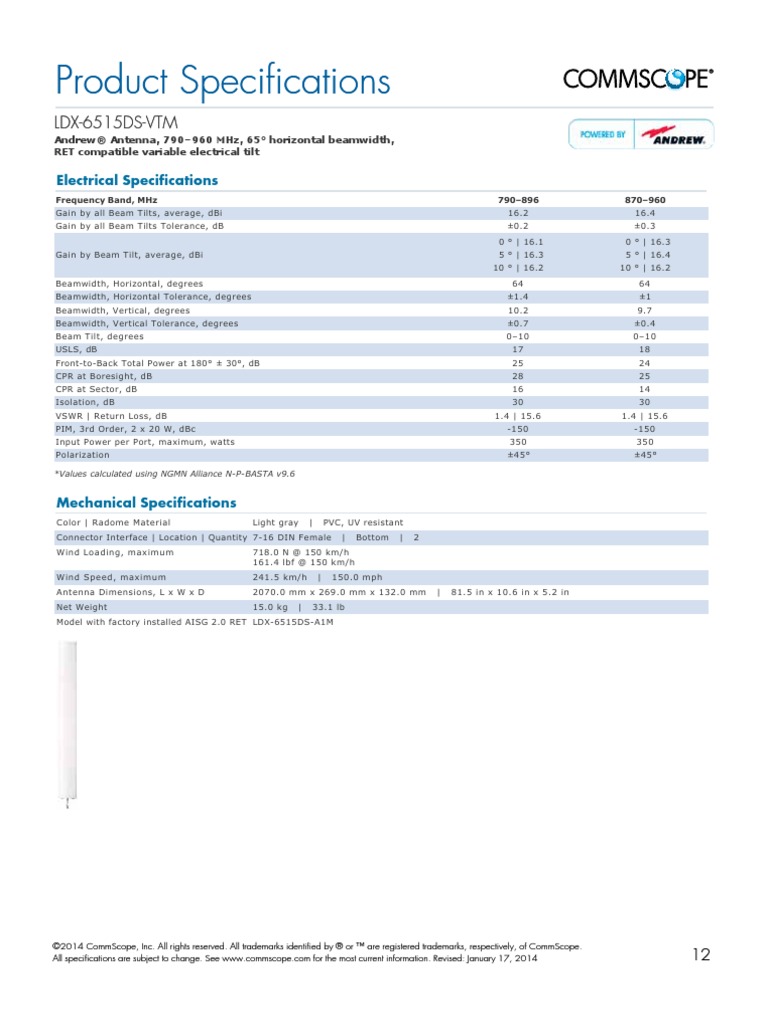 Antenas Commescope LDX 6515ds VTM&LDX 6516ds VTM Umts | PDF | Antenna ...