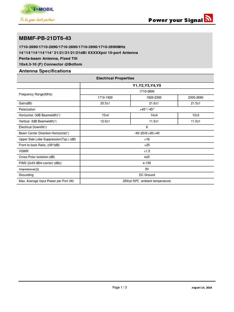 MBMF PB 21dt6 43 Data Sheet | PDF | Antenna (Radio) | Electrodynamics