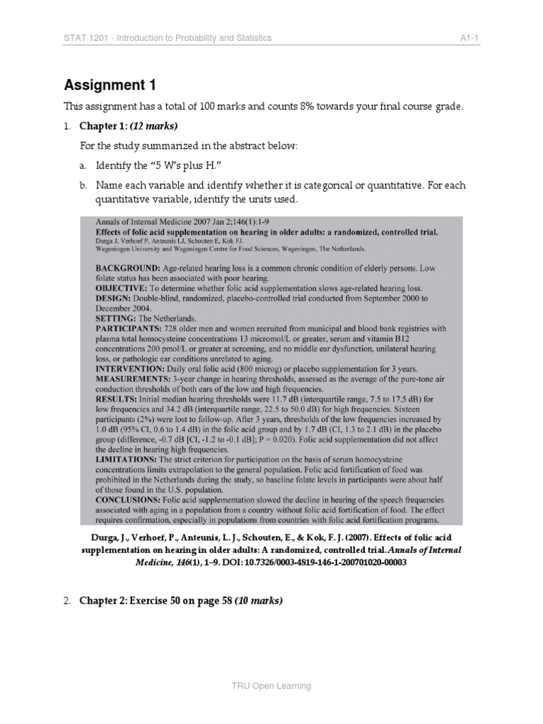Assignment 1 | PDF | Statistics | Statistical Analysis