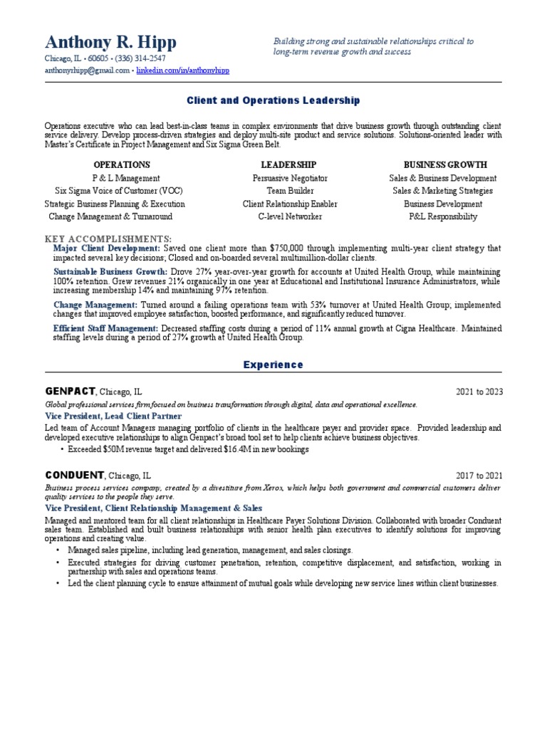 Anthony Hipp Resume 2023 - Doc - Edited | PDF | Employee Retention | Sales