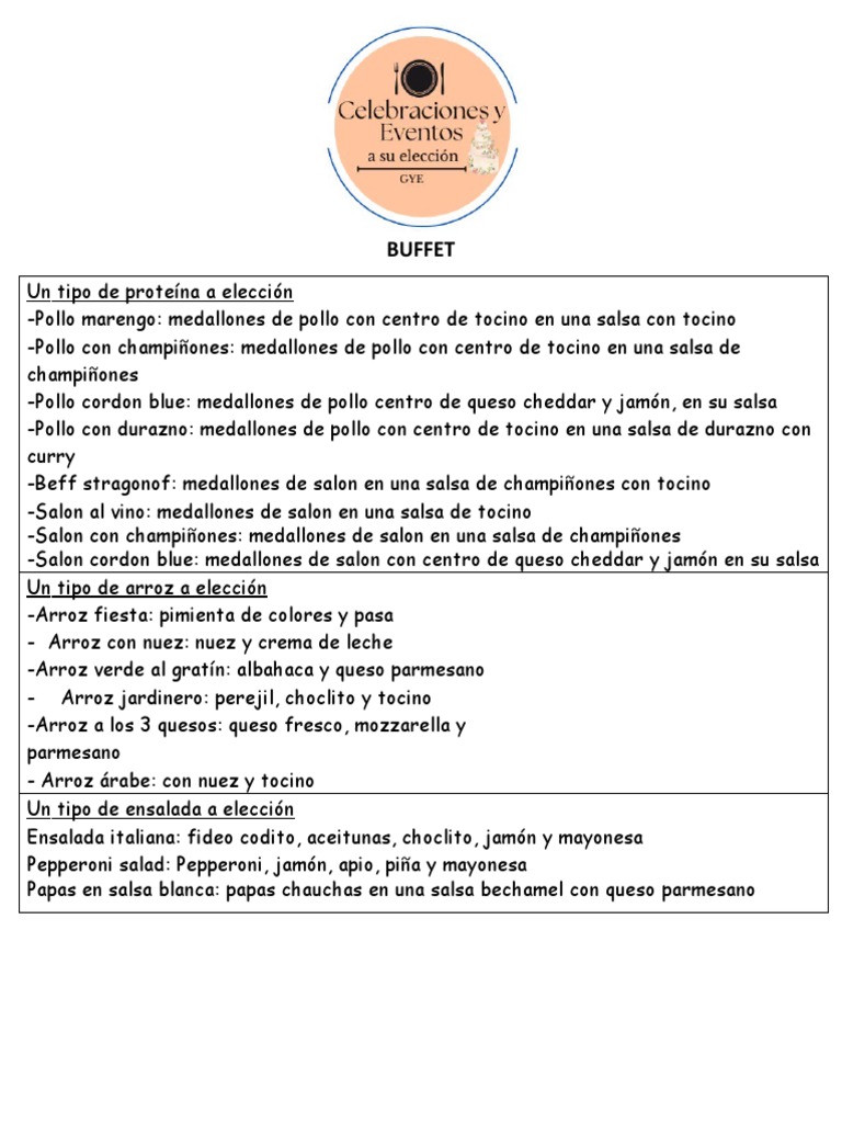 Buffet Servicio | PDF