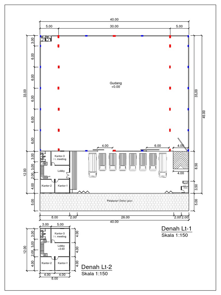 Denah Gudang Dan Kantor 20x40 Revisi 3 | PDF