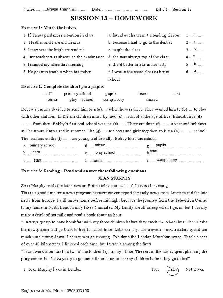 Esl 6.1 - Session 13 - Homework | PDF