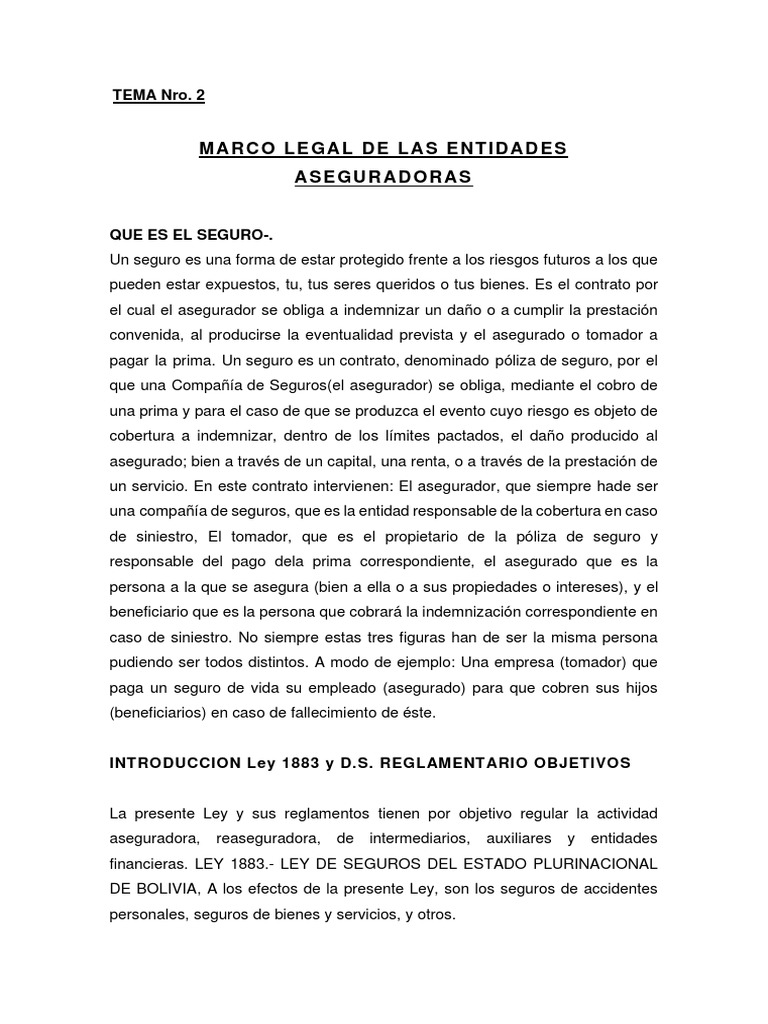 Marco Legal de Las Entidades Aseguradoras | PDF | Seguro | Póliza de seguros
