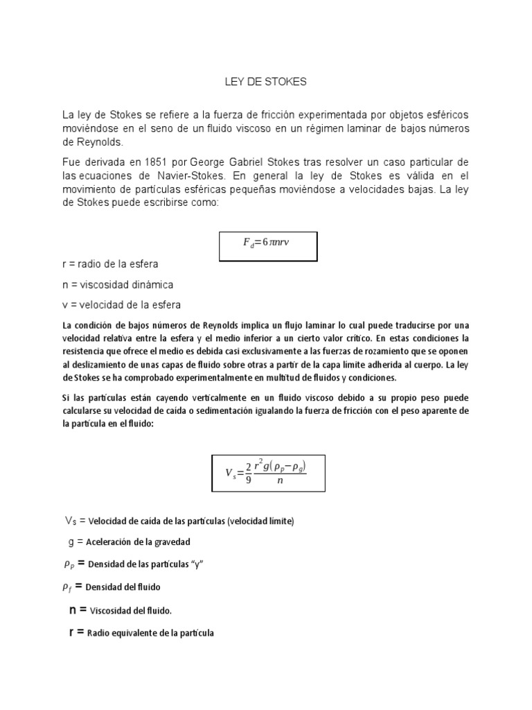 Ley de Stokes | PDF | Tecnologías de gas | Materia suave