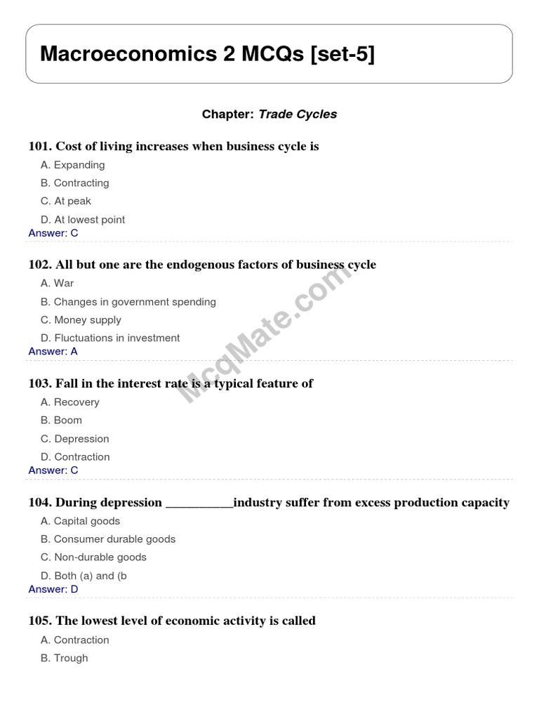 Macroeconomics 2 Set 5 | PDF | Cost Of Living | Business Cycle