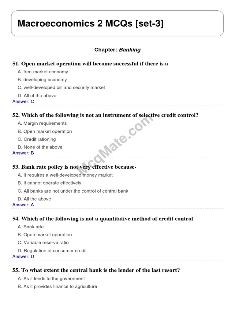 Macroeconomics 2 Set 3 | PDF | Banks | Money