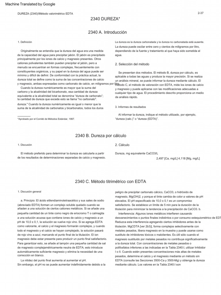 Apha Hardness Standard Methods White Paper PDF Valoraci n Qu mica