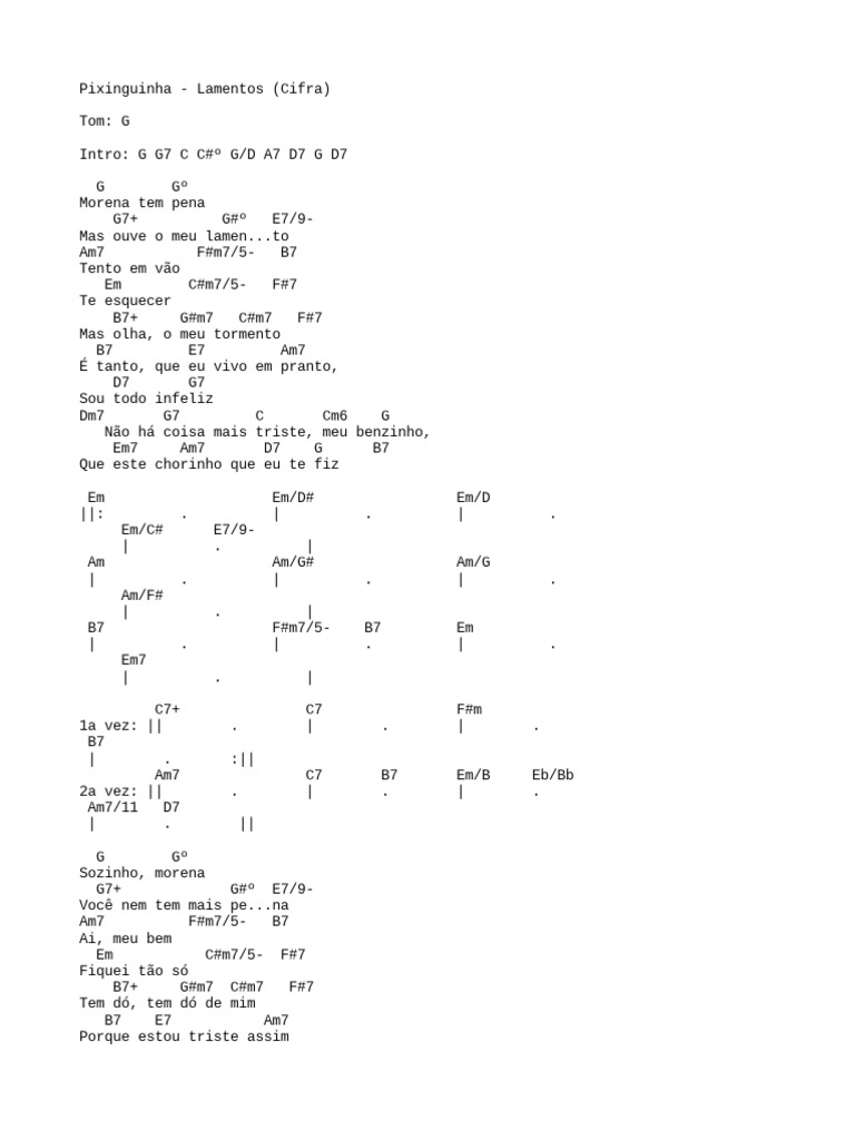 Cifra Pixinguinha Lamentos | PDF | Música gravada | Álbuns