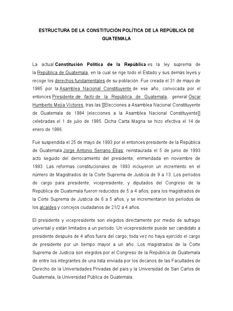 Generalidades De La Constitución Política De La República De Guatemala