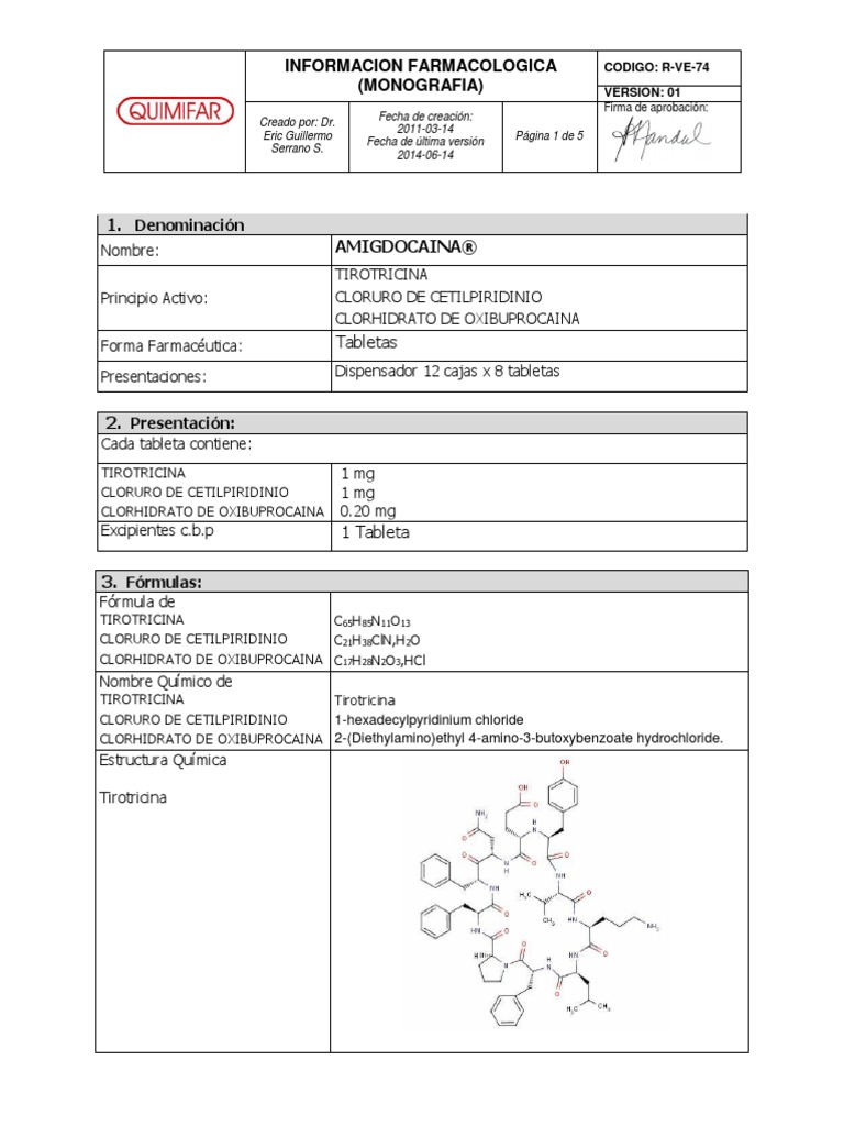 Monografia Amigdocaina Triple Formulanueva Version | PDF | Medicina ...
